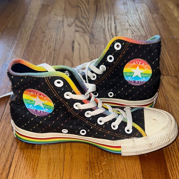 Converse | Shoes | Converse Black Sneakers With Rainbow Accents | Poshmark